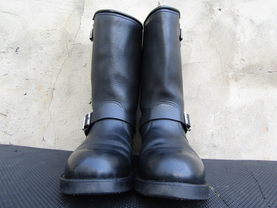 Sendra Vintage Black Engineer Leather Biker Moto Boots Men Sz UK 8 ...