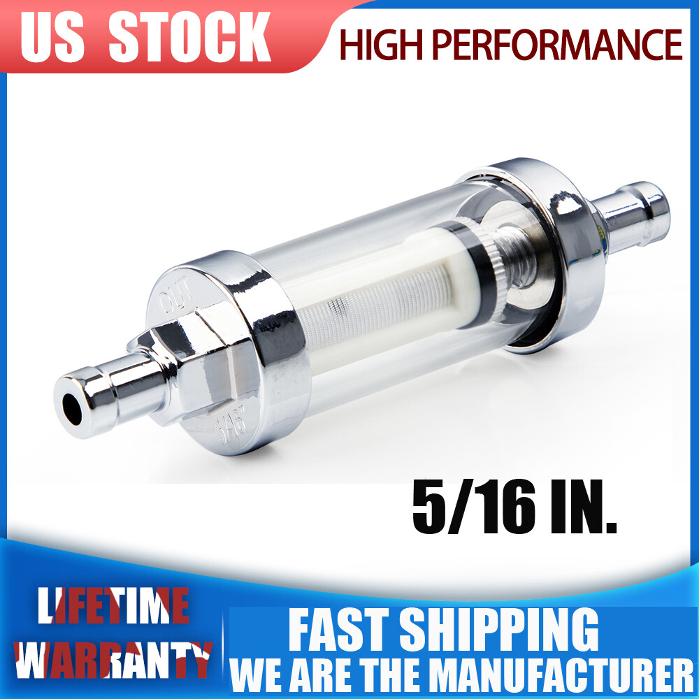 5/16" Inline Fuel Filter Inlet Glass Petrol Diesel Reusable Hose barb ...