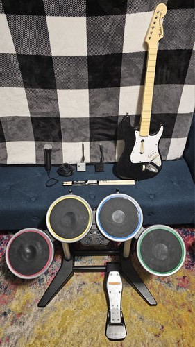 Rock Band Full Band Instrument Bundle, PS3 PS4 PS5, Guitar Drums & Mic ...