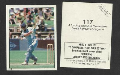 AUSTRALIA 1983 SCANLENS CRICKET STICKERS SERIES 2 DEREK RANDALL ...