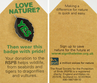 RSPB Pin Badge Special AMVfN YES Leaf - Love Nature (2010 Release ...