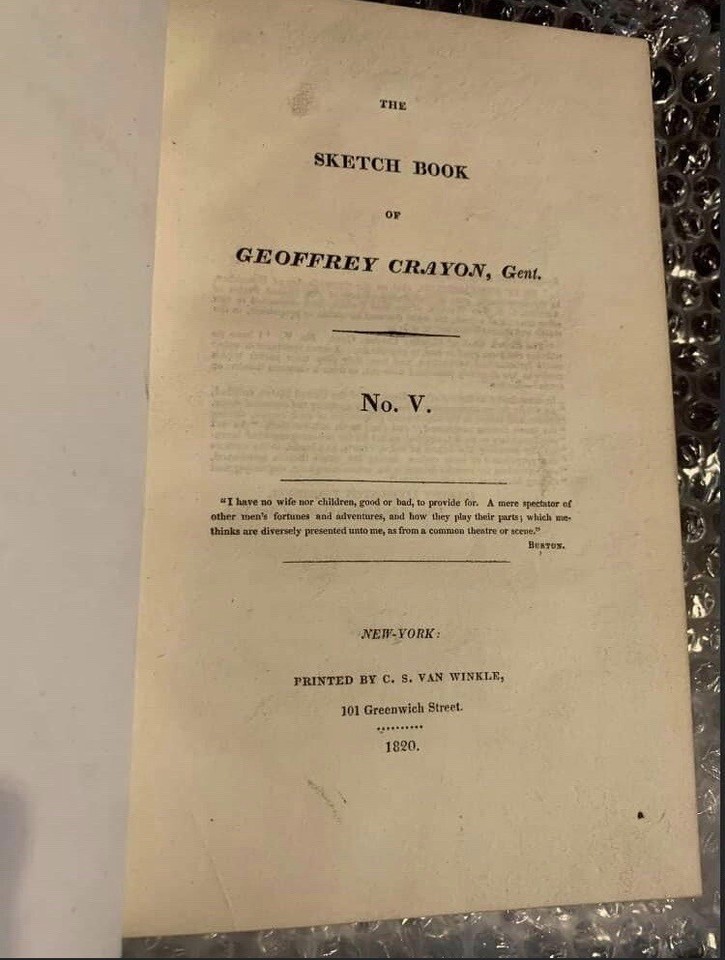 Washington Irving THE SKETCH BOOK OF GEOFFREY CRAYON GENT. 2 Vol 1st ...