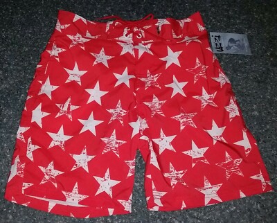 NWT MSRP $50 UZZI Mens Trunks Shorts Swimtrunk Mesh Lined Red White ...