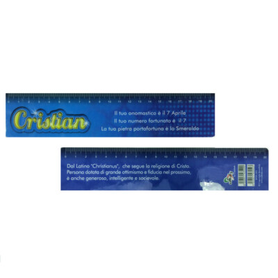 Flexible plastic school ruler flat with name CRISTIAN 20cm gift idea ...