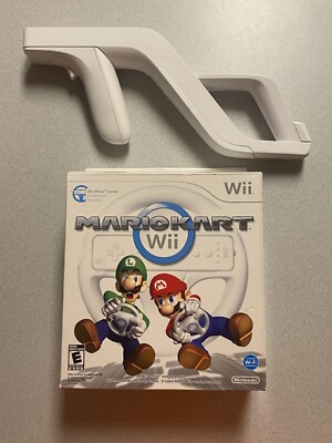 Original Nintendo Wii Wheel w/ Box, Wii Zapper, Mario Kart & Mario ...