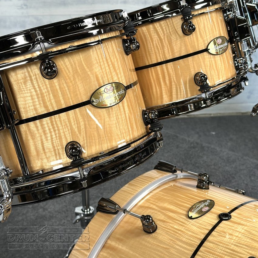 Pearl Masterworks 7pc Drum Set Fiddleback White Sycamore w/Black Nickel ...