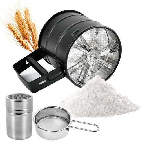 3 in1 Cup Flour Sifter Set, Stainless Steel Flour Sifter Set with ...