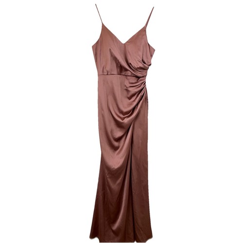 REVELRY Rory Satin Maxi Dress Gown Women 8 Desert Rose WEDDING FORMAL ...