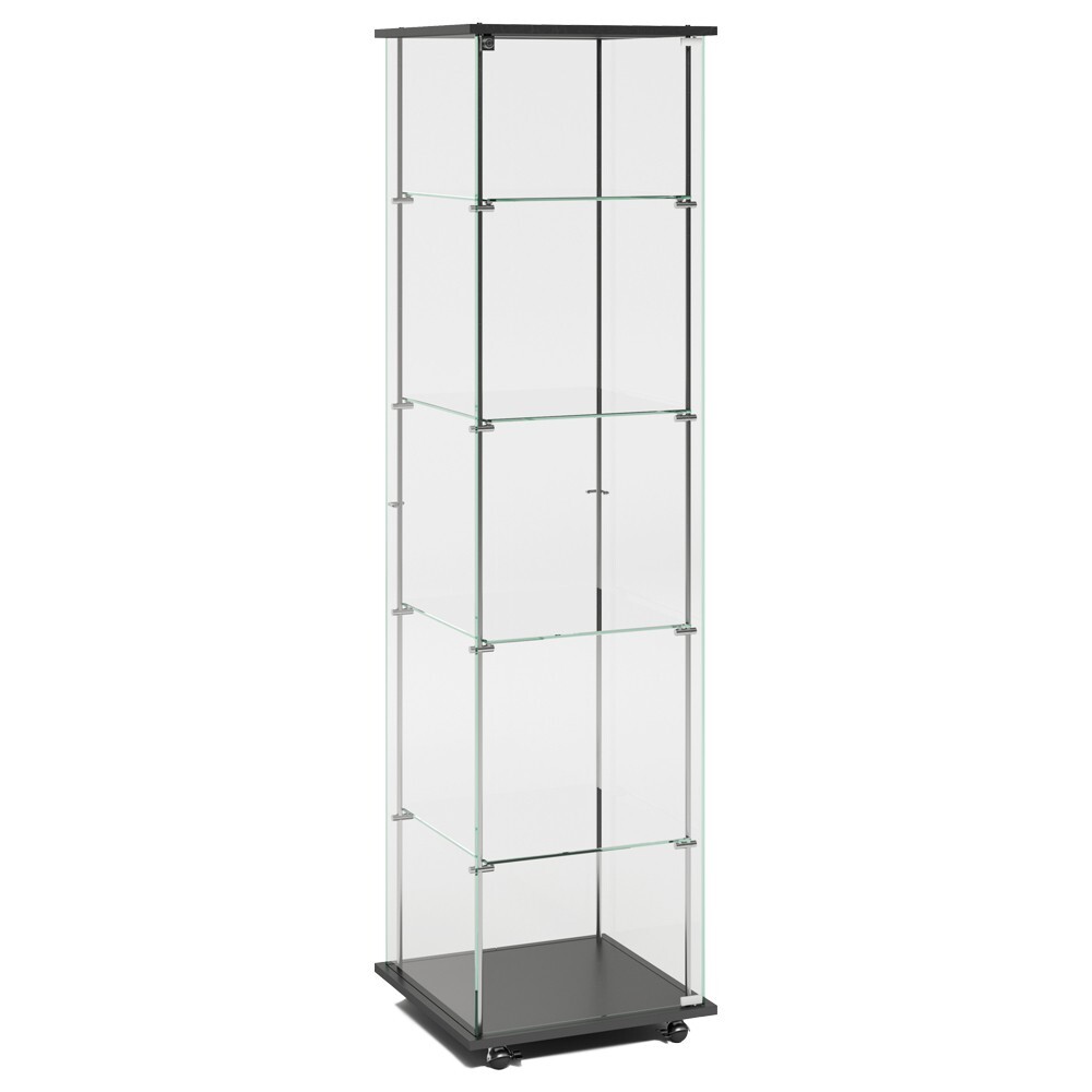 Frameless Glass Retail Display Case 15.75 x 62 inches high with Casters ...