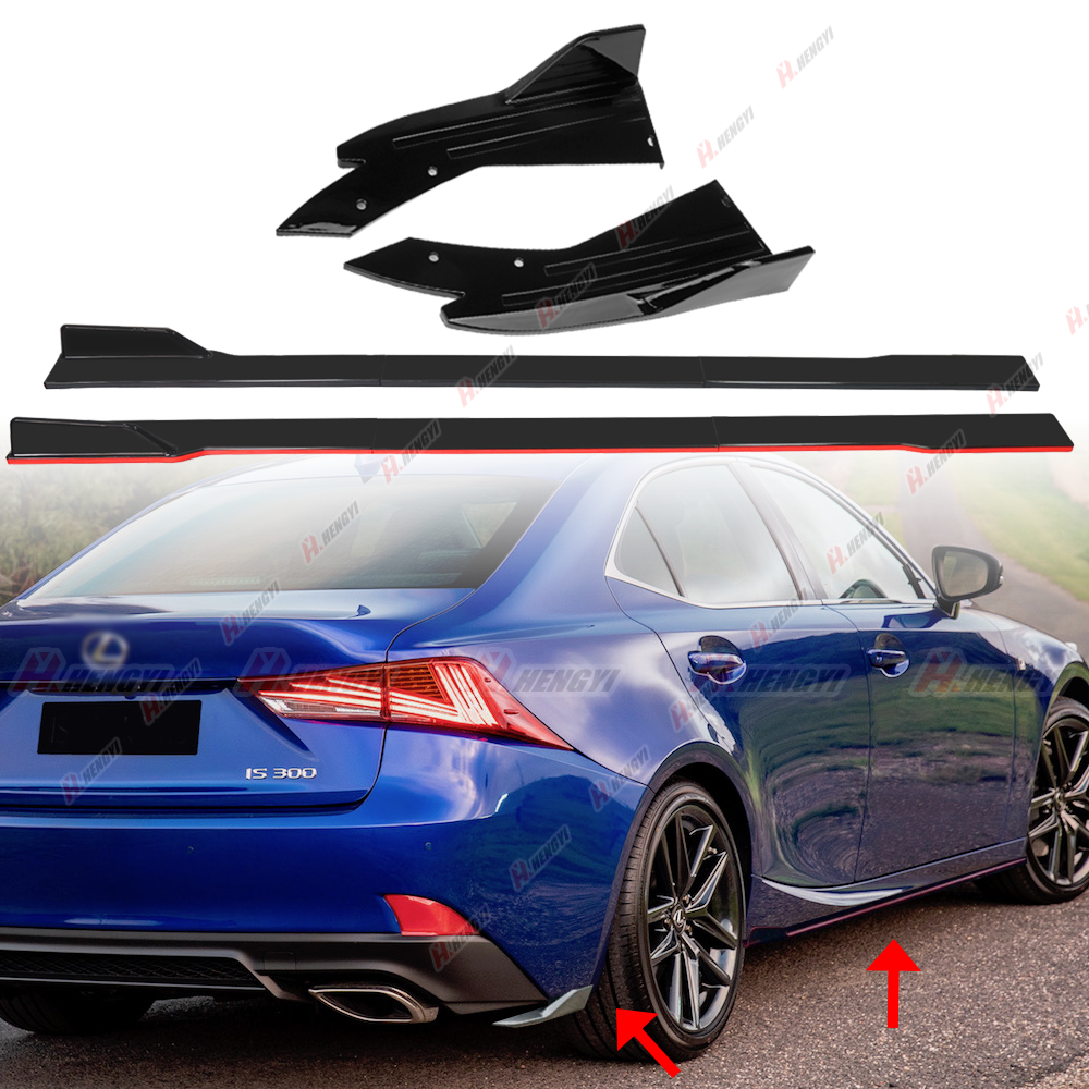 Red Side Skirt + Rear Side Apron Spat Splitter For Lexus IS200 IS350 ...
