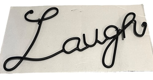 VTG Metal LAUGH WALL ART 15” Bronze Wrought Iron Word Home Decor 2 ...