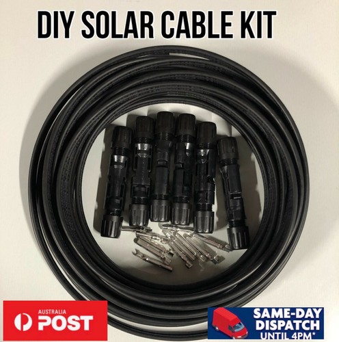 DIY 20 meter DC Solar Cable 4mm twin with 6 PV Connectors male / female ...