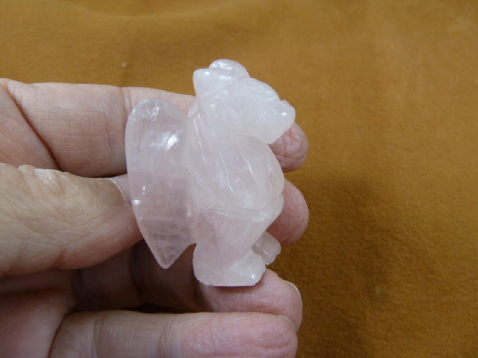 Y-GAR-568 Rose quartz crystal statue GARGOYLE gemstone figurine Gothic ...