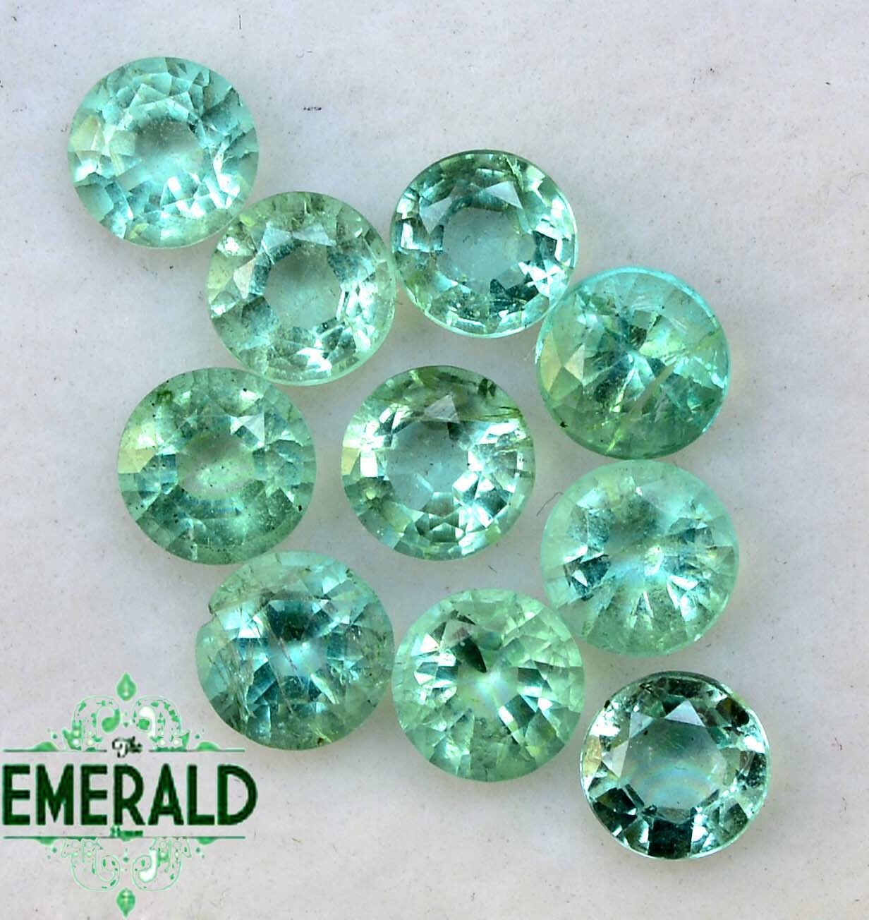 4 mm Natural Emerald Round Cut Lot 05 Pcs 1.23 CTS Untreated Loose ...