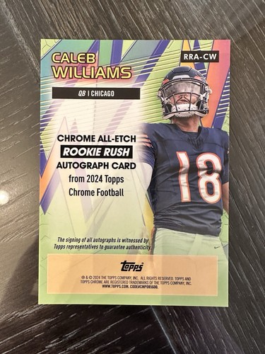 2024 Topps Chrome Football Caleb Williams RC All Etch Rookie Rush Auto ...