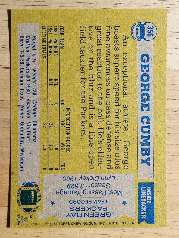 1982 Topps #356 George Cumby | eBay