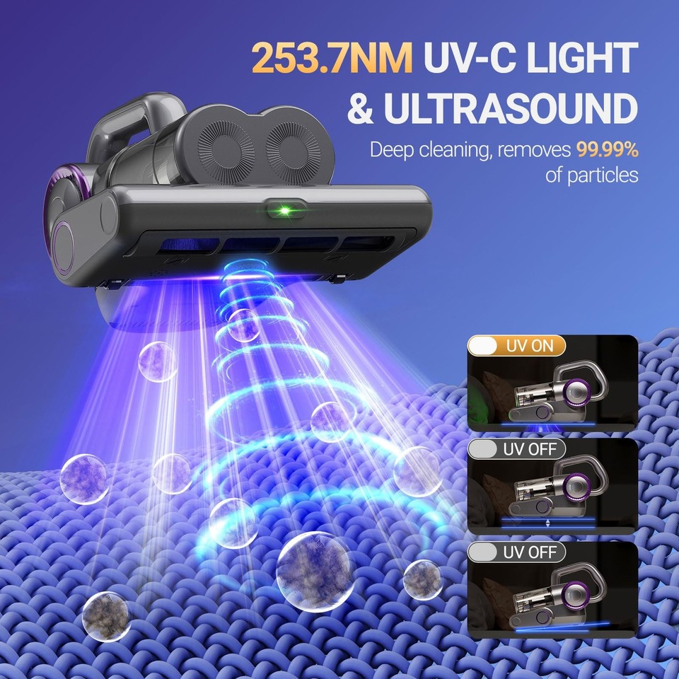 Mattress Vacuum Cleaner, 16Kpa Bed Vacuum Cleaner with 253.7nm UV-C Light, 14... 717331877408| eBay