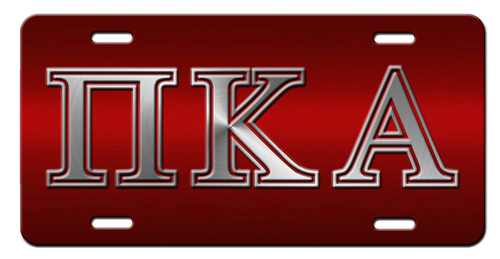 Pi Kappa Alpha Greek Fraternity Red and Silver Vanity Aluminum License ...