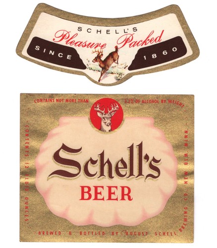 3.2% Schell's Beer Label, non IRTP, August Schell, New Ulm, MN 12 oz w ...