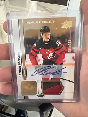 CAEDAN BANKIER #16...2023 TEAM CANADA JUNIORS... 2 COLOR AUTO/PATCH ...