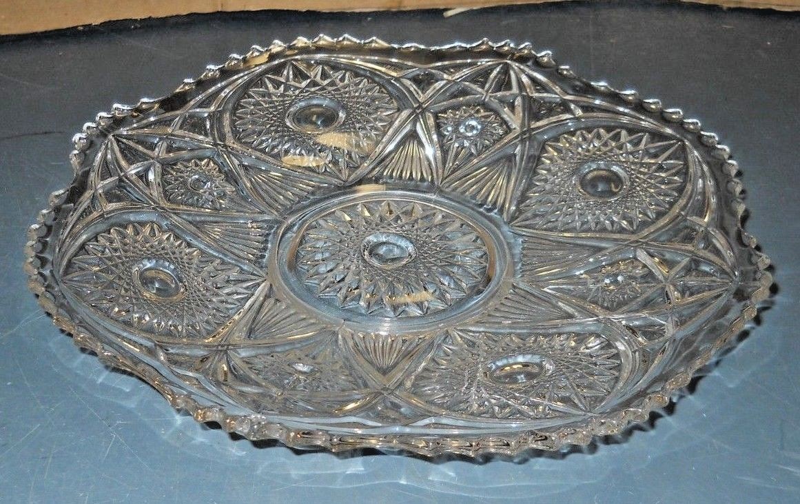 VINTAGE EAPG PRES-CUT GLASS PLATE PLATTER TRAY 10 1/2" | eBay