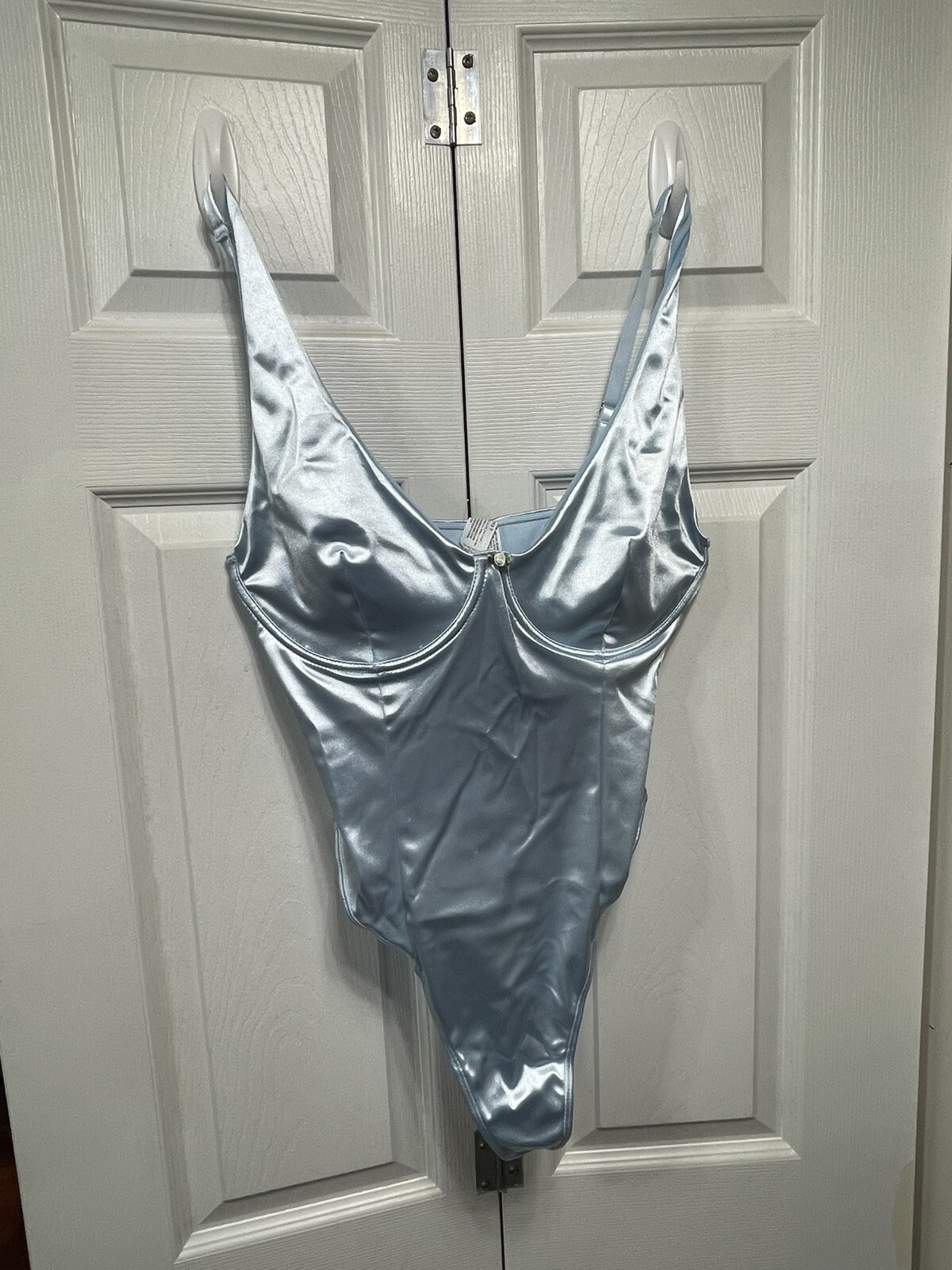 NWT VINTAGE XL SECOND SKIN SATIN NYLON BODYSUIT THON… - Gem