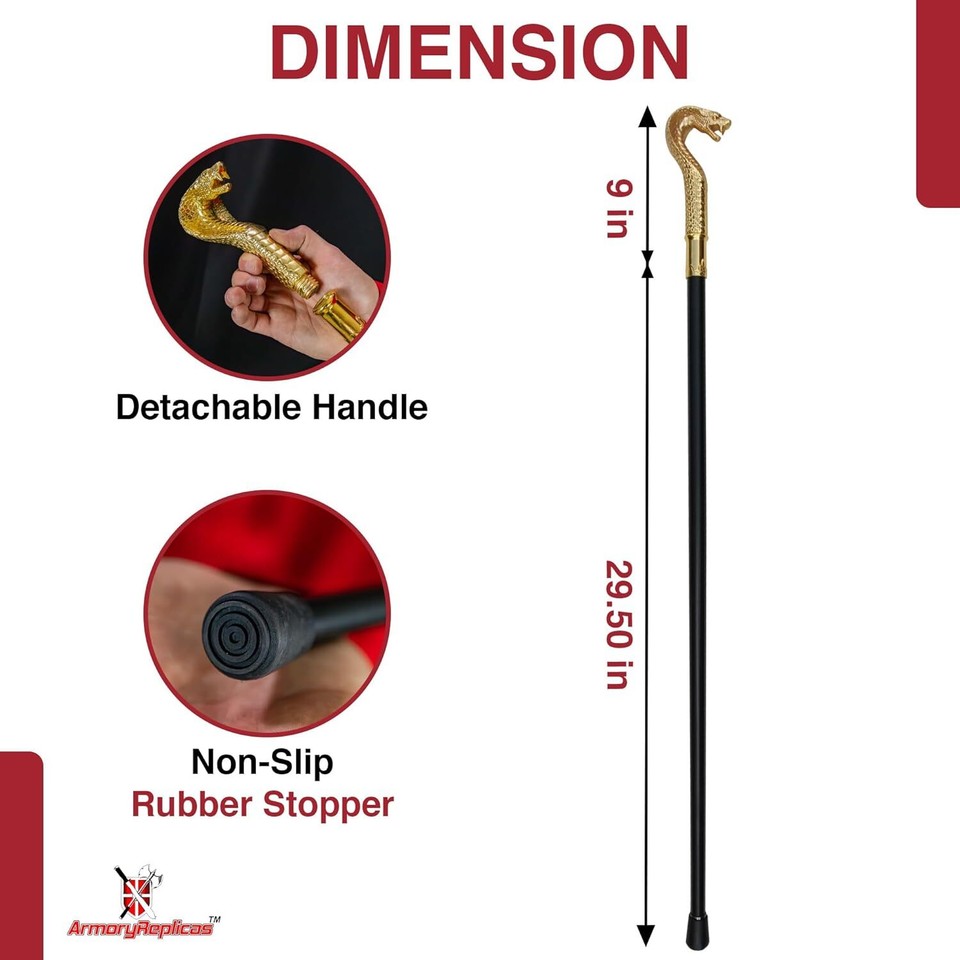 King Cobra Golden Pharaoh Walking Cane Stick Staff | eBay