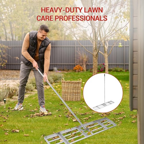 48"×10" Lawn Leveling Rake Stainless Steel Landscape Rakes w/Rotate ...