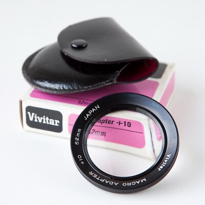 NOS Vintage Vivitar + 10 Macro Adapter 52mm w/ Leather Case & Box ...