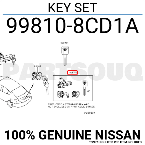 998108CD1A Genuine Nissan KEY SET 99810-8CD1A | eBay