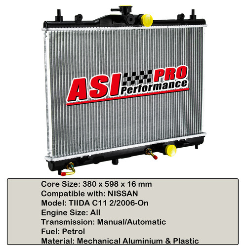 16mm Premium Quality Radiator For NISSAN TIIDA C11 2/2006-On Auto ...