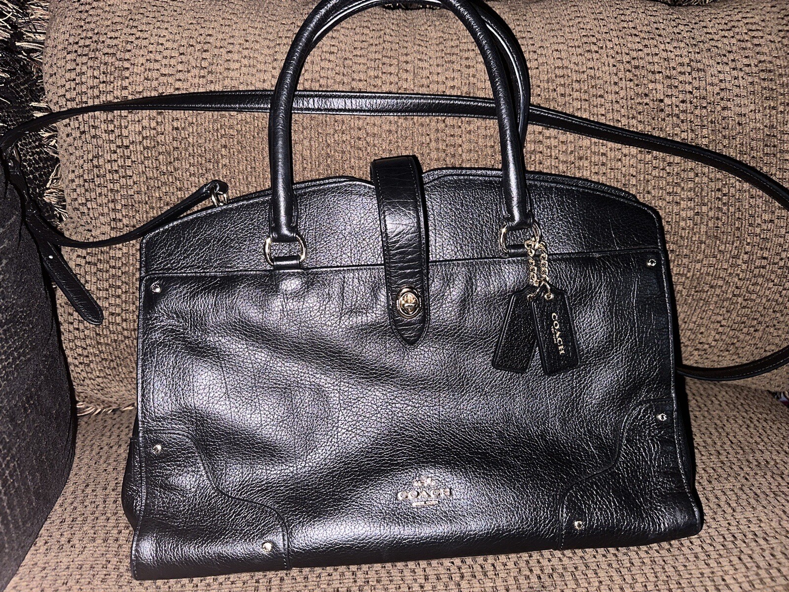 COACH Womens Mercer Satchel Hand Shoulder Bag Black G… - Gem