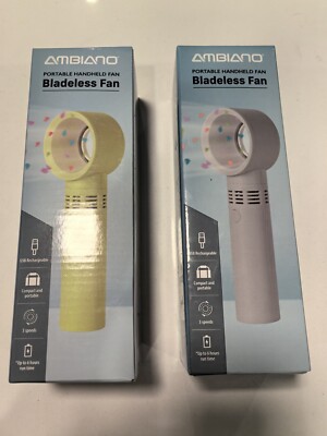 NEW Ambiano Portable Handheld Bladeless Fan USB Rechargeable 6 Hours x ...