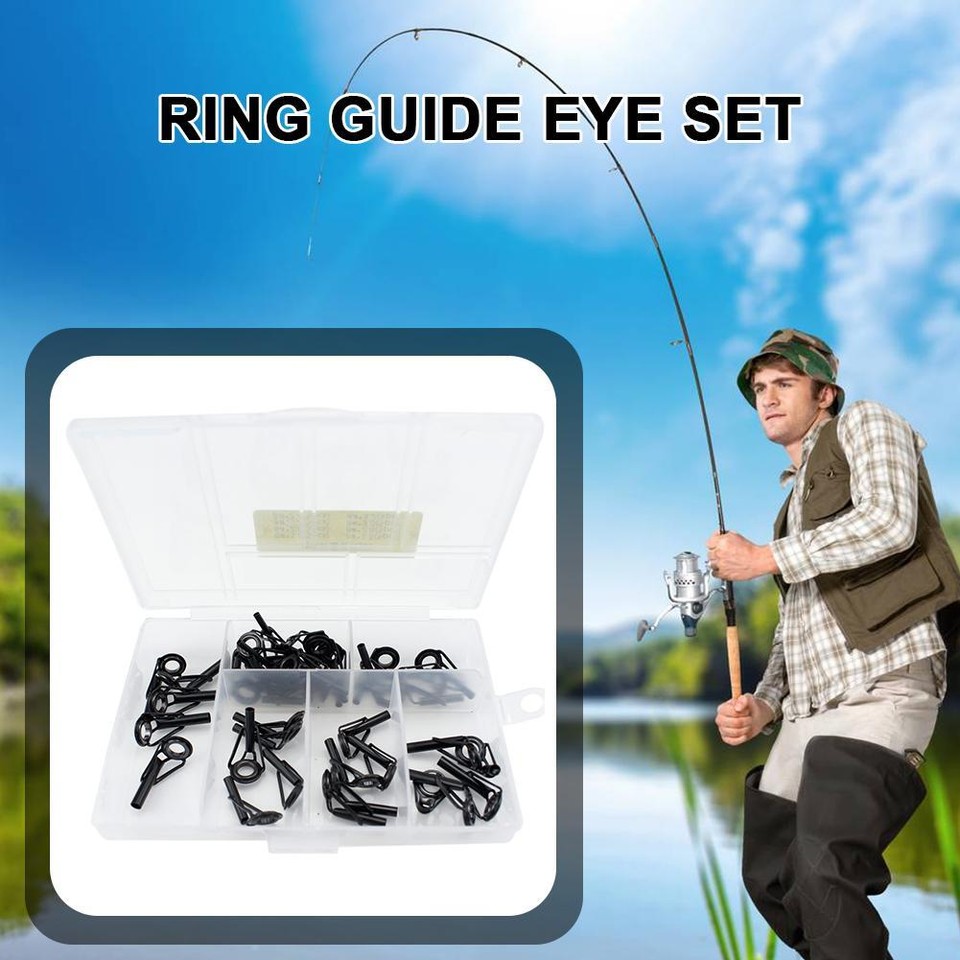 40pcs Fishing Rod Line Guides Eyes Sets Stainless Steel Tip Top Ring ...