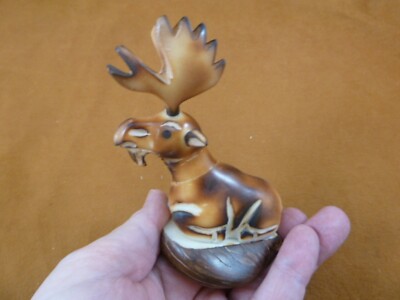 (TNE-MOO-644B) brown Moose TAGUA NUT nuts palm figurine in rut antlers ...