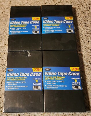 Vtg Lot of 4 Video Empty Storage Cases VHS Plastic Black NIP | eBay