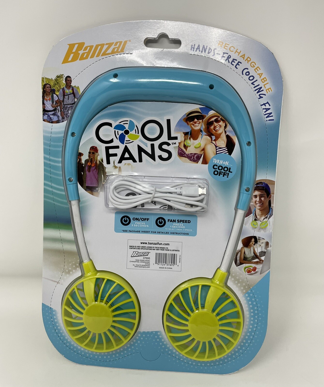 Personal Fan portable neck fan, wearable 3 speed hands-free Banzai ...