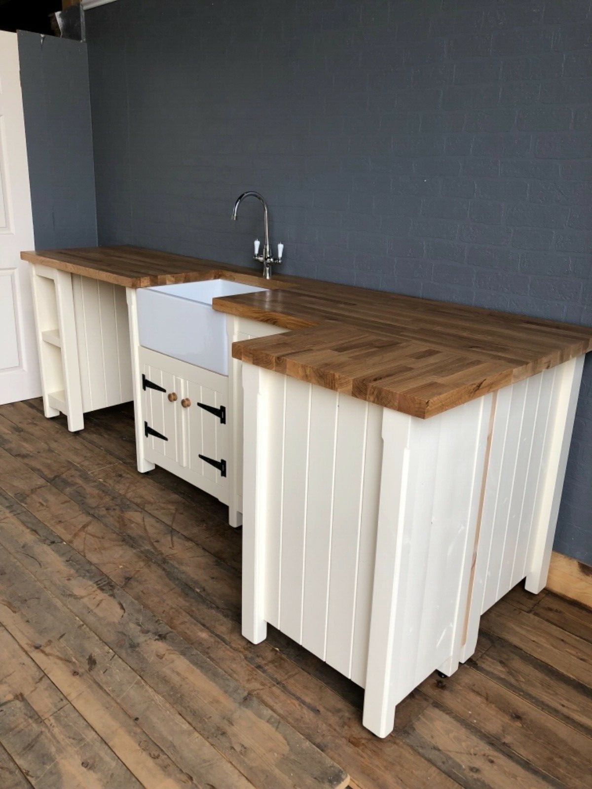 Freestanding Country Kitchen Belfast Butler Sink Unit Oak Top. Bespoke ...