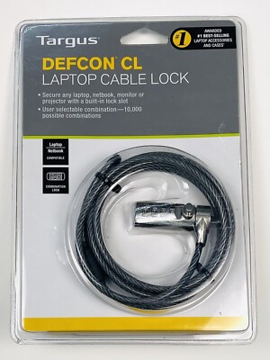 TARGUS Defcon CL Combination Lock Laptop Computer CABLE LOCK PA410U1 ...