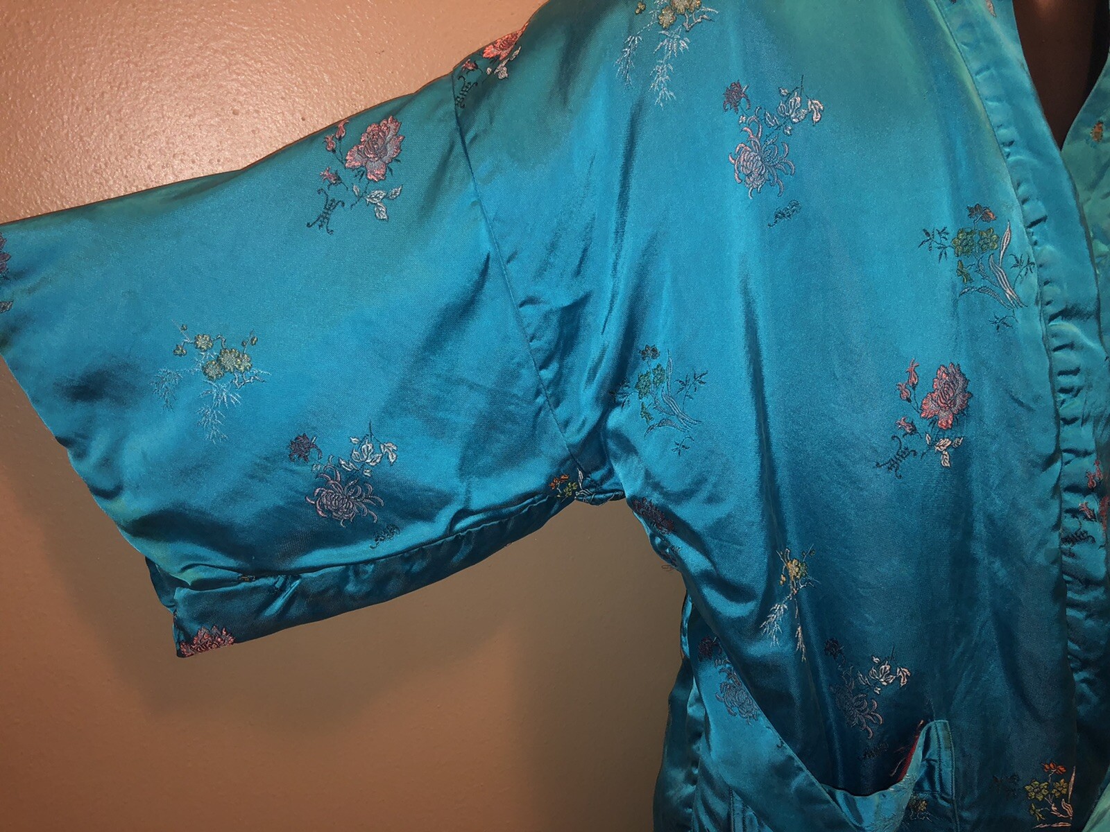 Vintage 1960's Solz Squirrel Floral Blue Rayon Smokin… - Gem