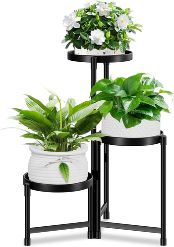 3 Tier Plant Stand Indoor Outdoor,Corner Metal Flower Pot Stands for ...