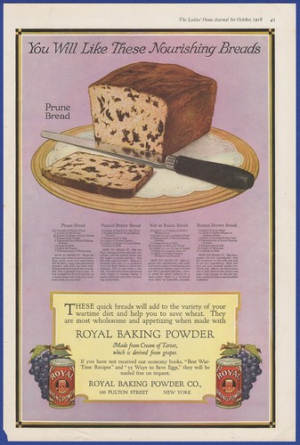 Vintage 1918 ROYAL Baking Powder Kitchen Art Décor Recipes Ephemera ...