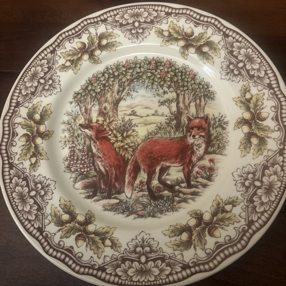 Victorian English Pottery-Royal Stafford Homeland Dinner Fox Plates Set ...