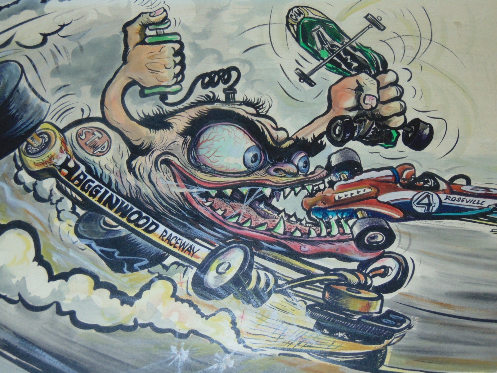 1960'S ROBERT HANN 15 X 20 ARTWORK; HAGGINWOOD & ROSEVILLE RACEWAY ...