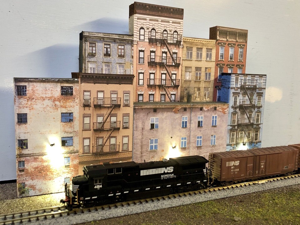 N Scale Scratch Built UP 3D Collage - 8 Apartment Building Flats #1 LED ...
