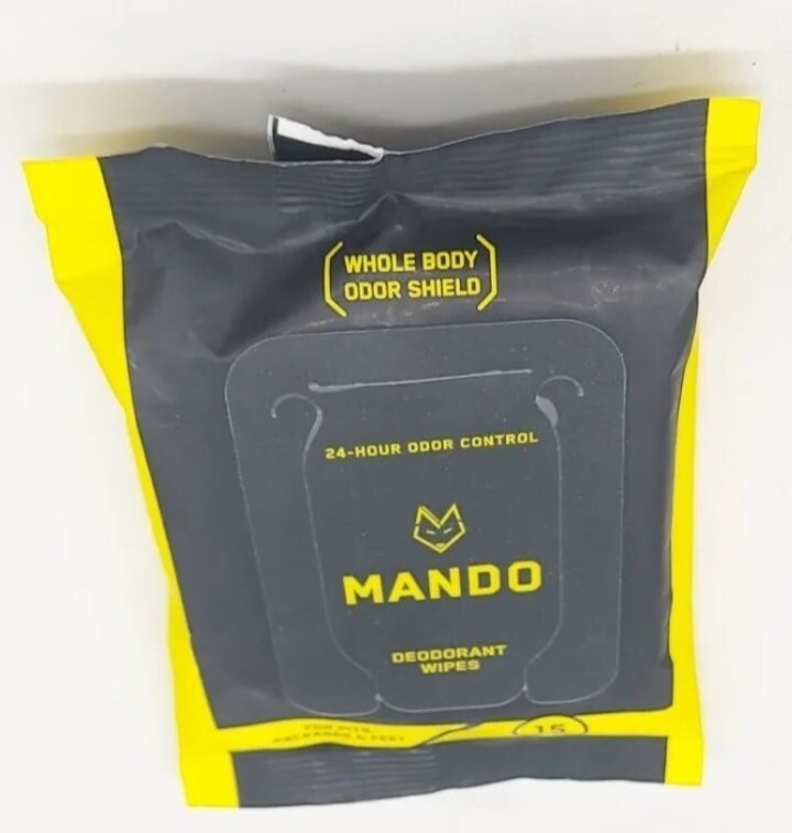 Mando Men Whole Body Odor Shield Deodorant Wipes 24hr Odor Control | 15 ...