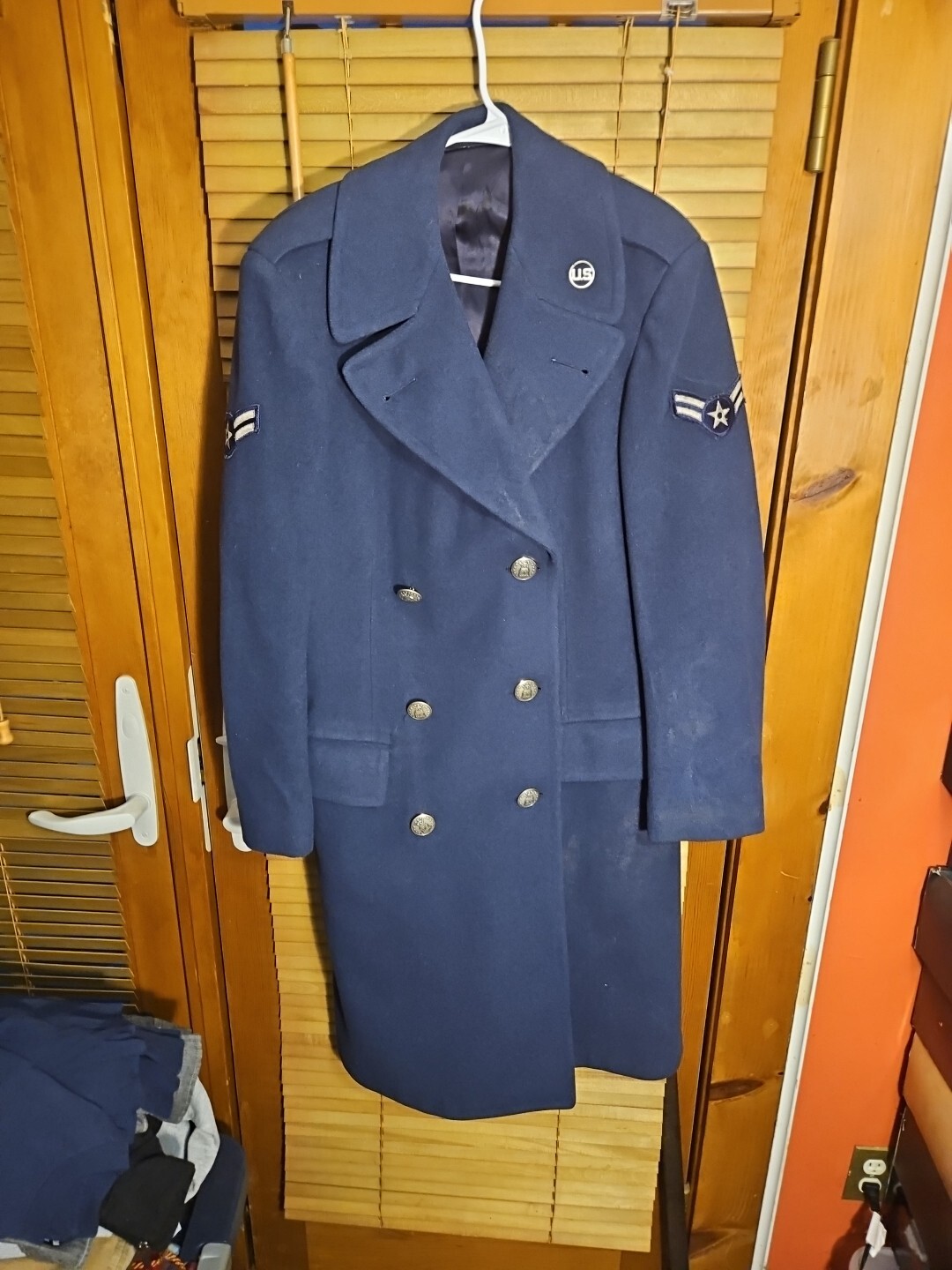 Vintage WW2 US Air Force Blue Navy Overcoat 50s Wool Trench Coat Medium ...