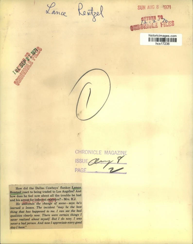 Lance Rentzel Indecent Exposure