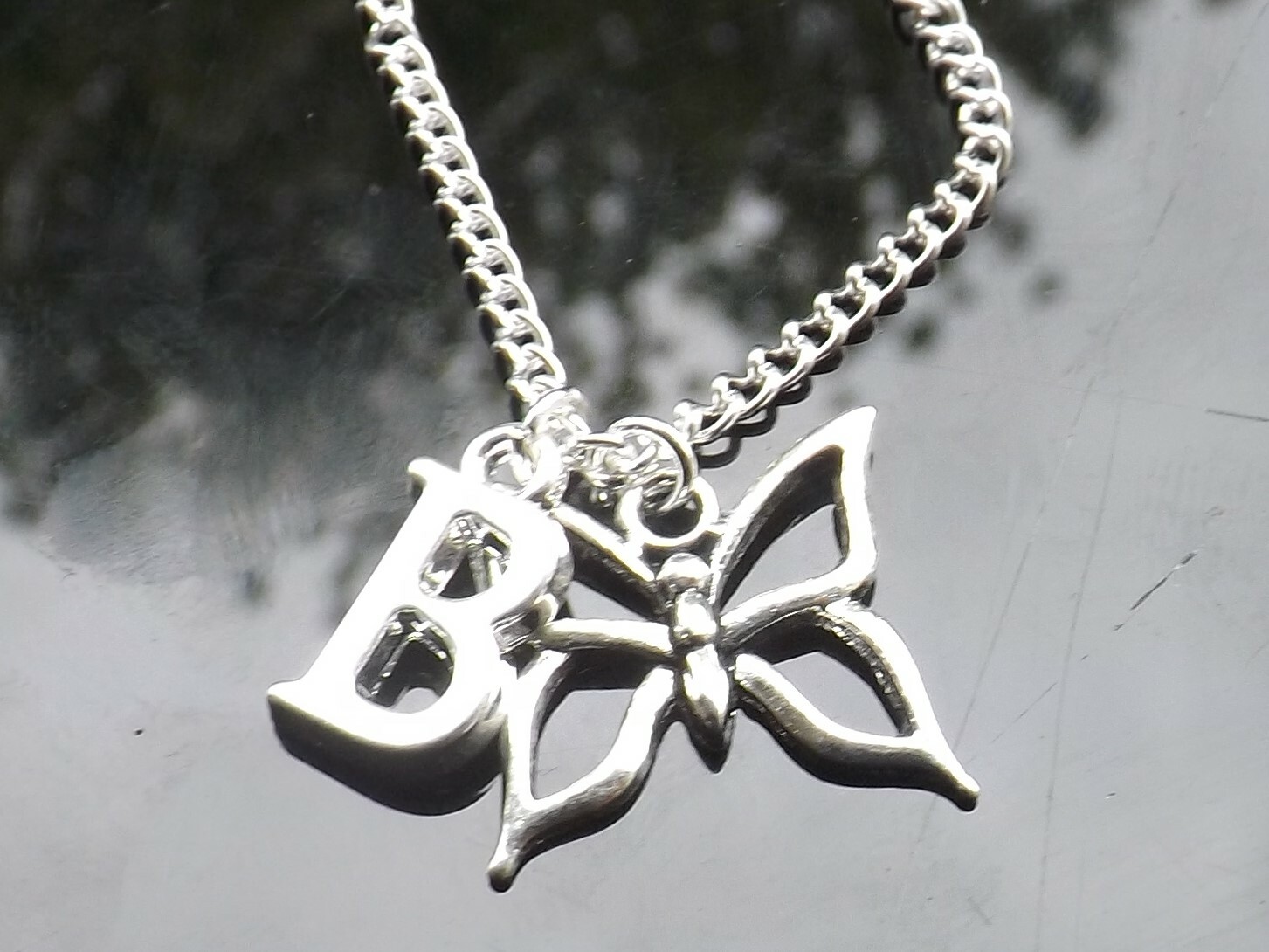 Personalised Butterfly Initial Necklace Handmade with Silver Plated ...
