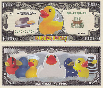 Rubber Ducky Million Dollar Bill Play Funny Money Novelty Note +FREE ...